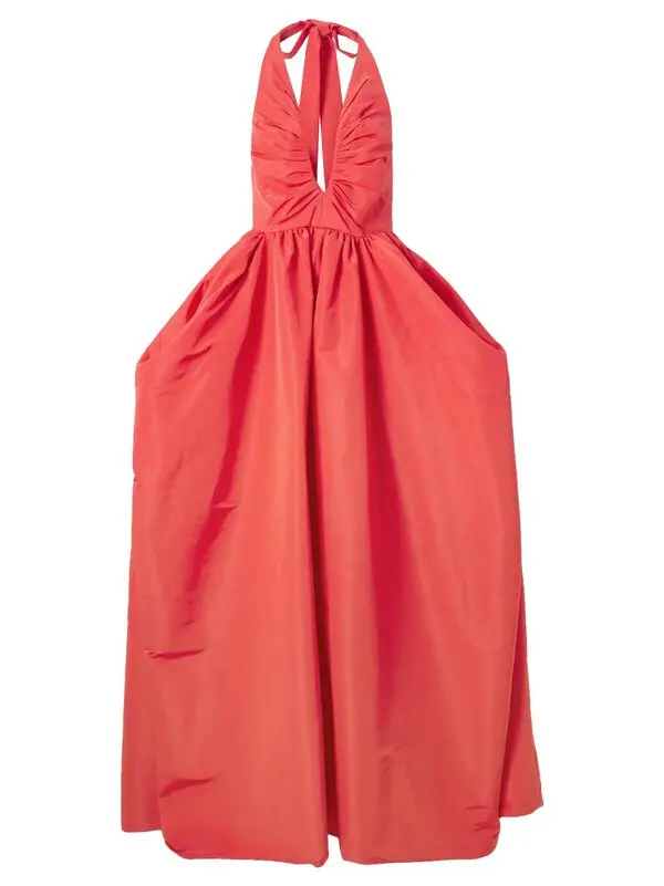 Christopher John Rogers Gathe Silk-faille Halterneck Gown - Red