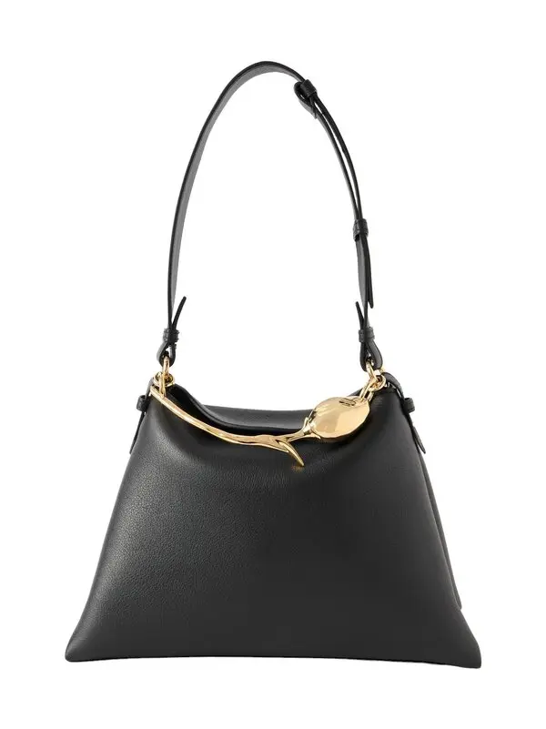 Erdem Bloom Large Embellished Textured-leather Shoulder Bag - Black