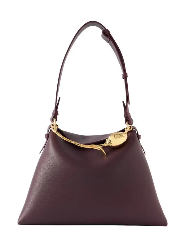 Erdem Bloom Large Embellished Textured-leather Shoulder Bag - Burgundy