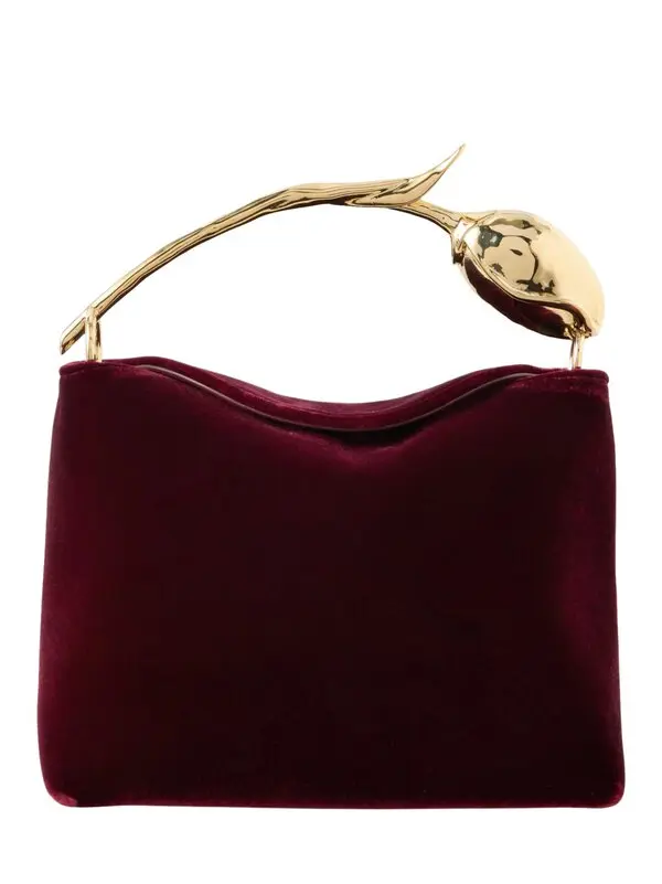 Erdem Bloom Mini Velvet Clutch - Burgundy