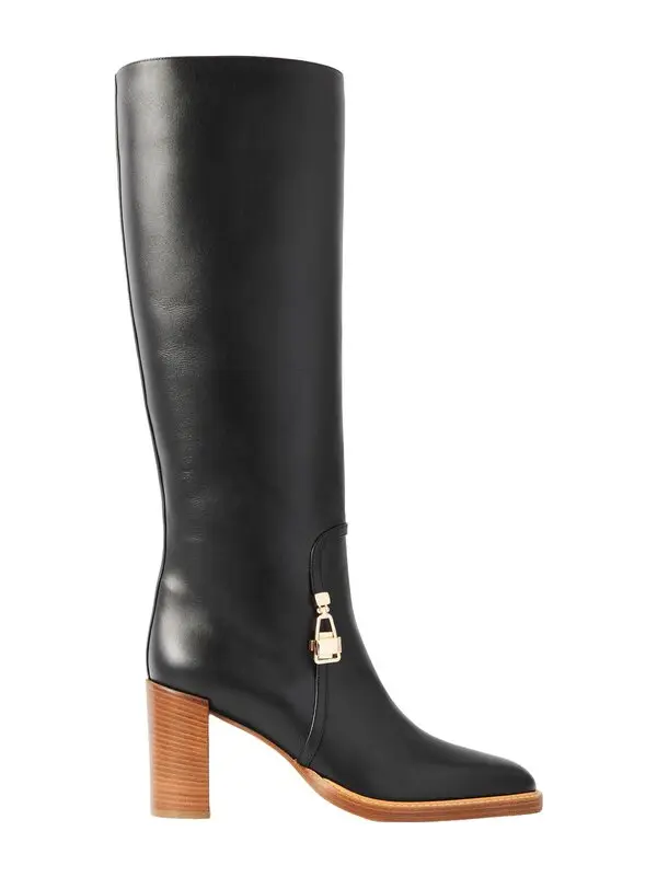 Gabriela Hearst Nina Embellished Leather Knee Boots - Black