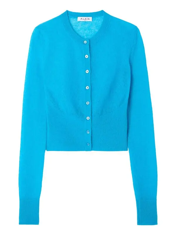 Alaïa Mohair-blend Cardigan - Blue