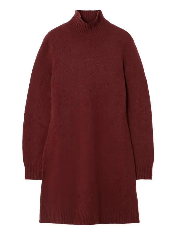 Max Mara Edison Brushed Cashmere-blend Turtleneck Mini Dress - Red