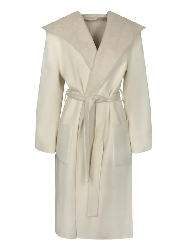 P.a.r.o.s.h Wool Coat With Belt - White