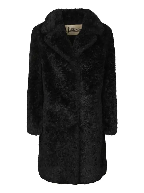 Herno Faux Fur Long Coat - Black