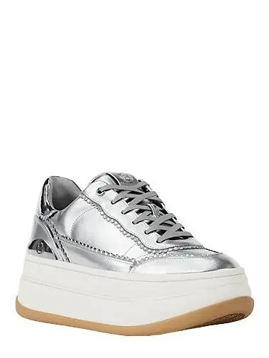 Michael Kors Hayes Embellished Metallic Platform Sneakers - Silver