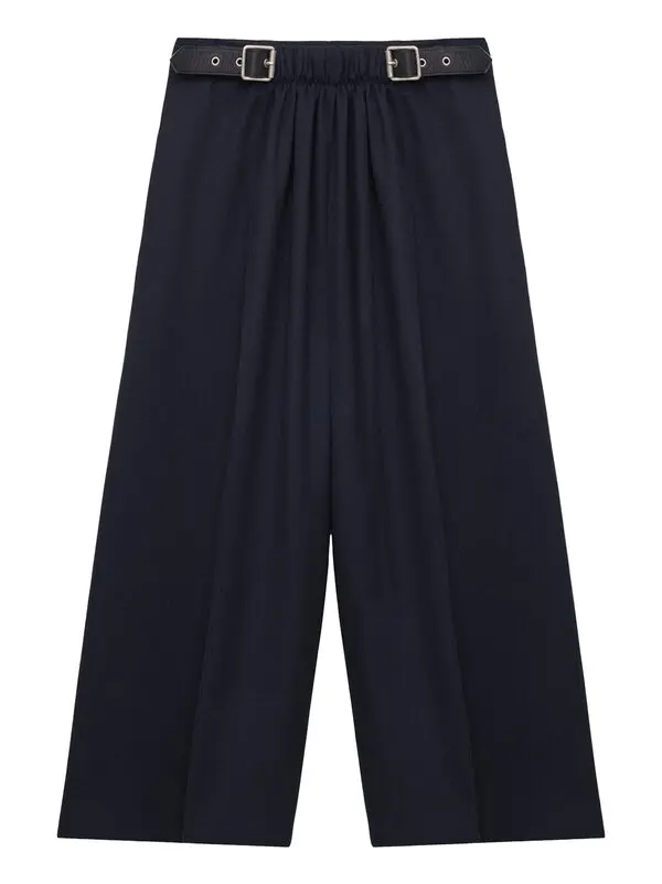Loewe Wool Cropped Wide-leg Trousers - Navy
