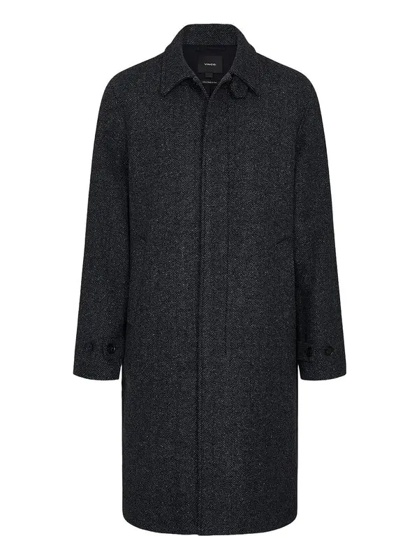 Vince Herringbone Balmacaan Overcoat - H Charcoal
