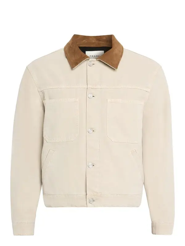 FRAME Canvas Suede-collar Utility Jacket - Beach Sand