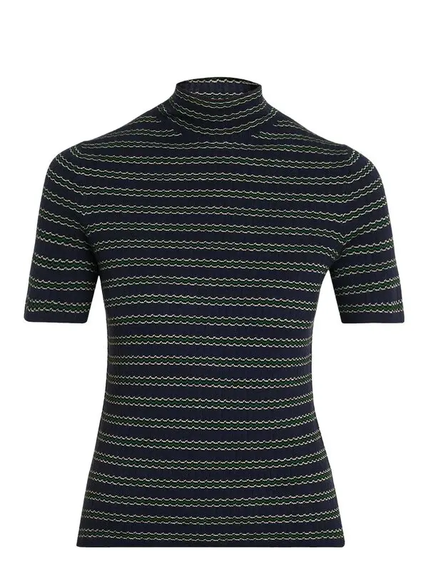 Theory Leenda Stripe Turtleneck Tee - Deep Navy