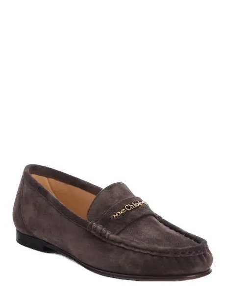 Chloé Logo Penny Loafer - Burnt Wood