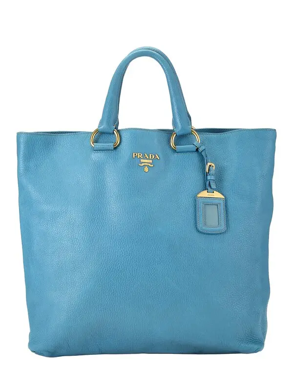 Prada Vitello Daino Shopping Tote - Blue