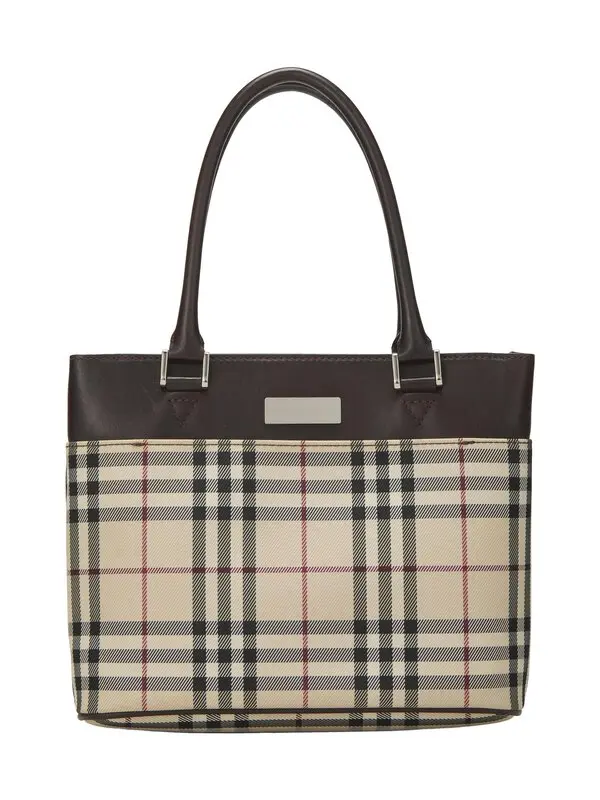 Burberry Check Nylon Handbag - Brown