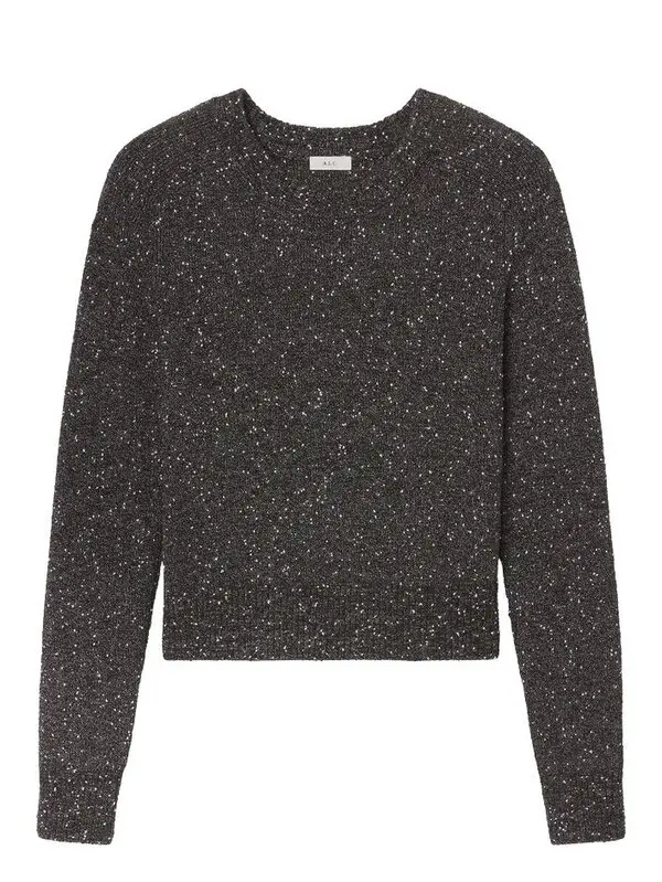 A.L.C. Zoe Boucle Tweed Sweater - Charcoal/dark Brown