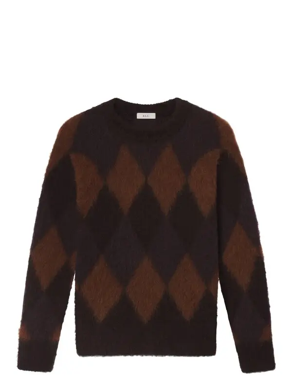 A.L.C. Ezra Brushed Alpaca Argyle Sweater - Deep Plum/bronco/dark Umber