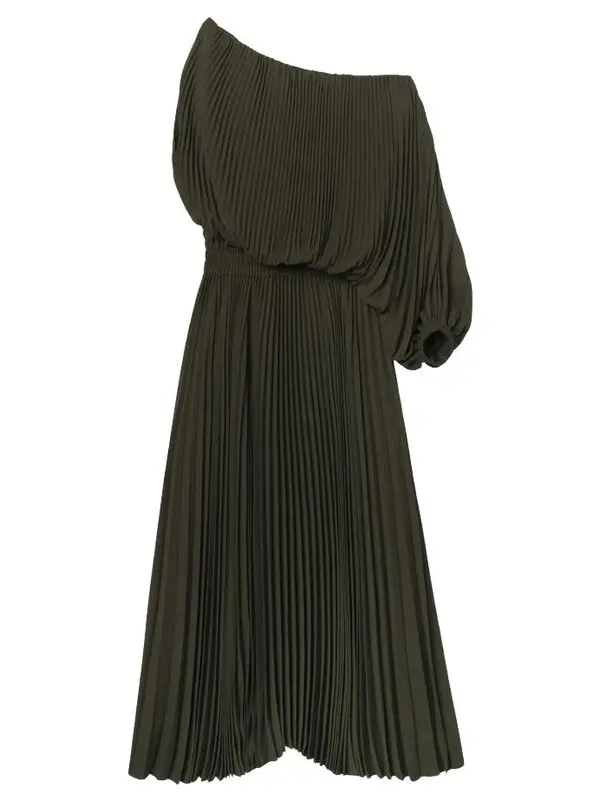 A.L.C. Mara Georgette Pleated Midi Dress - Military