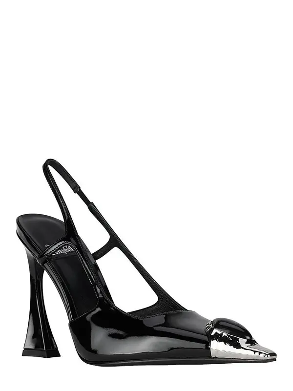 Jeffrey Campbell Sorcerer Leather Slingback Pumps - Black/silver