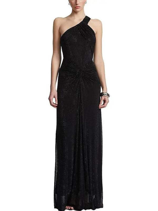 Bcbgmaxazria One Shoulder Embellished Gown - Black