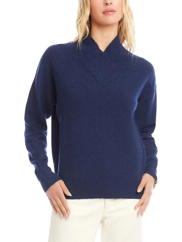 Karen Kane Shawl Collar Sweater - Navy