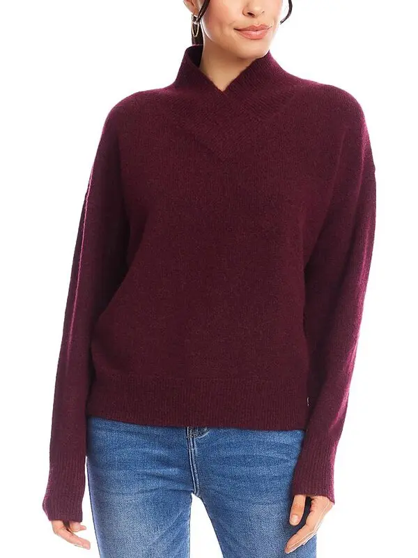 Karen Kane Shawl Collar Sweater - Wine