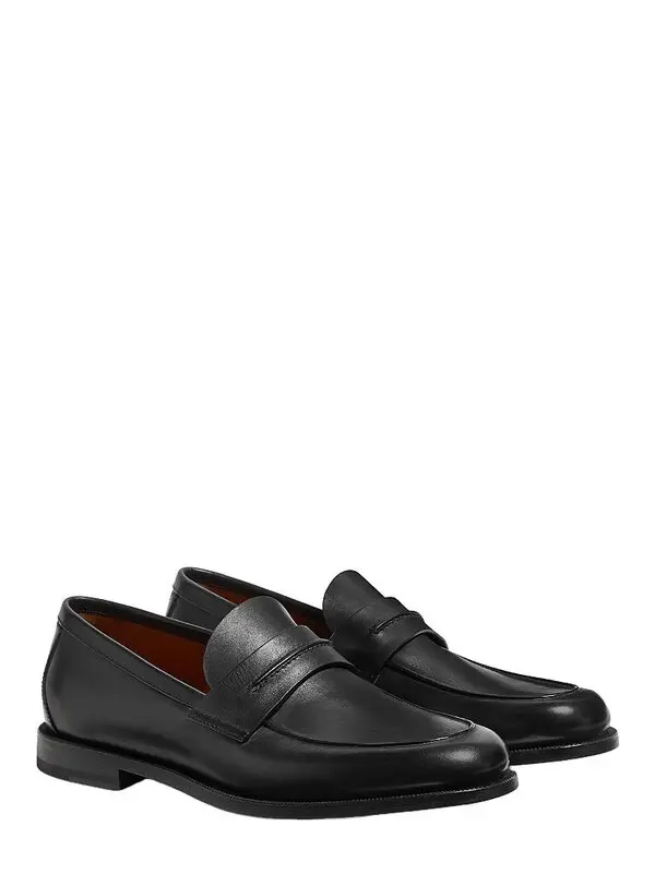 Zegna Leather Mocassin Loafers - Black