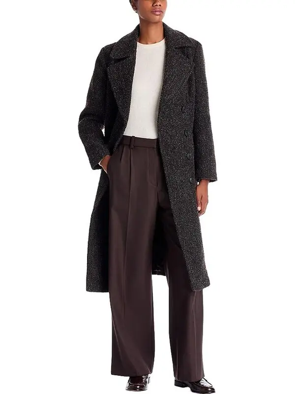 Bernardo Belted Tweed Coat - Brown