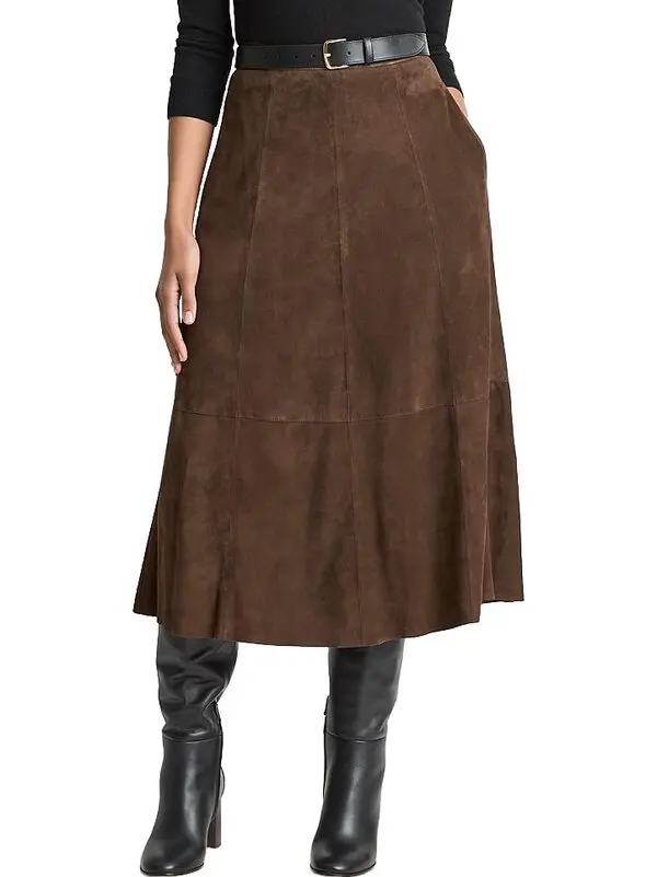 Vince Flared Leather Skirt - Deep Espresso