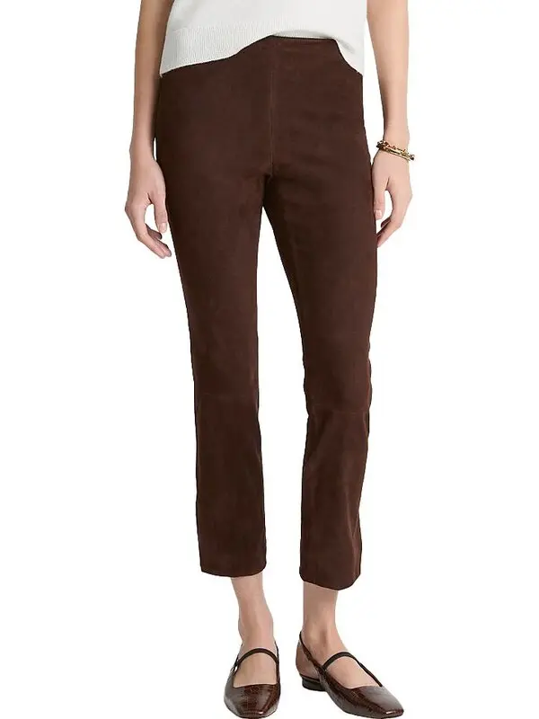 Vince Cropped Suede Trousers - Chocolate