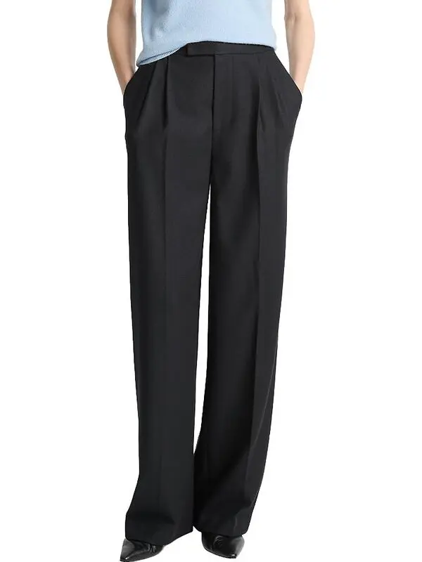Vince Mid-rise Pleated Wide-leg Pants - Coastal