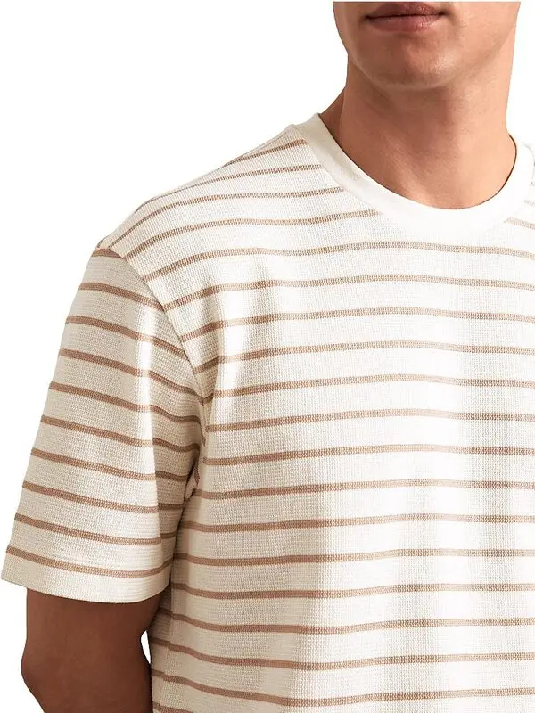REISS Woodhall Textured Stripe Tee - Oatmeal White