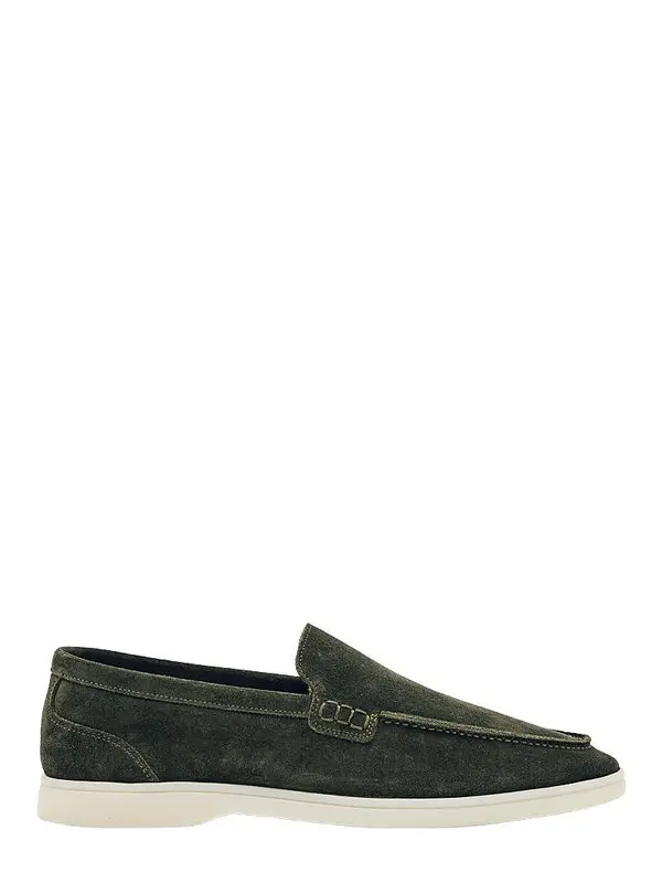 REISS Kason Slip On Loafers - Forest Green