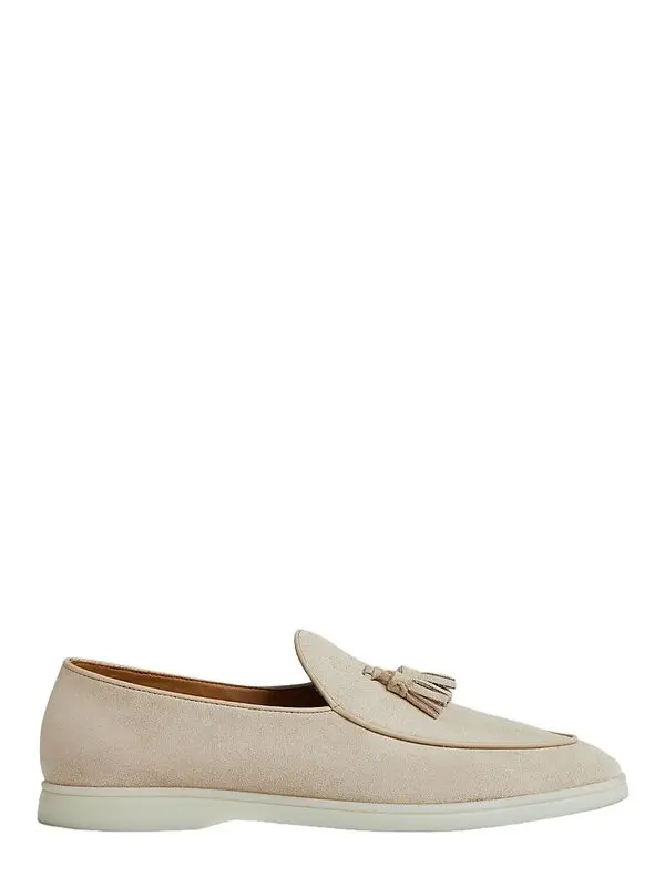 REISS Harrison Slip-on Tassel Loafers - Light Stone