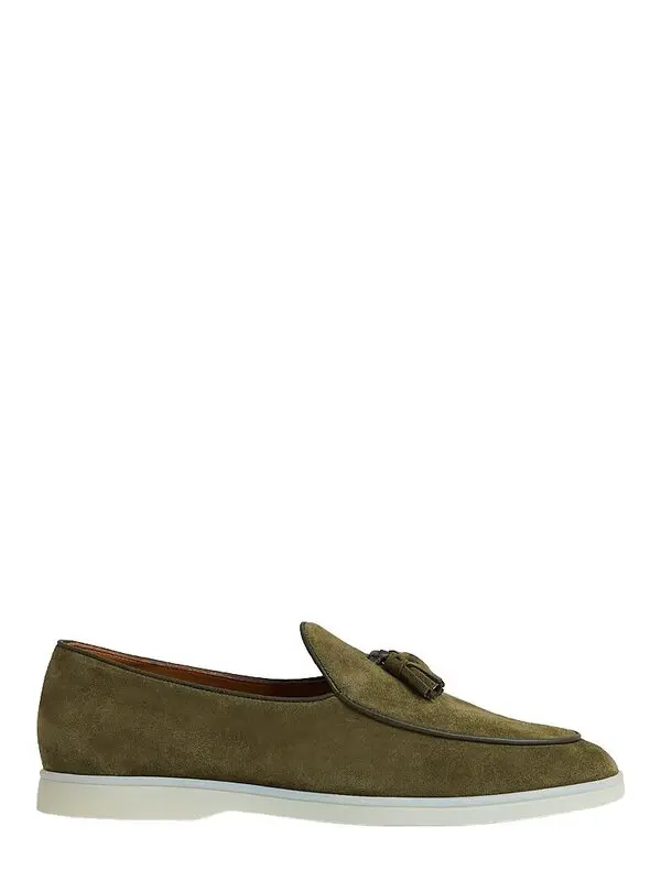REISS Harrison Tassel Loafers - Moss Green