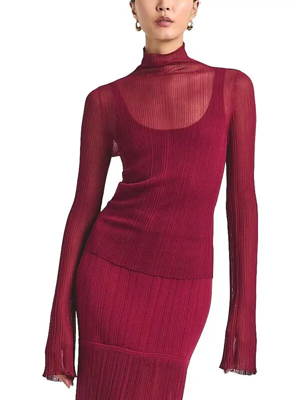 Derek Lam 10 Crosby Isolde Sheer Knit Top - Carmine