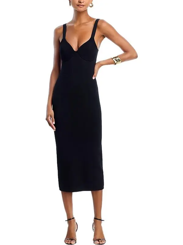 L'Agence Jimena Knit Midi Dress - Black
