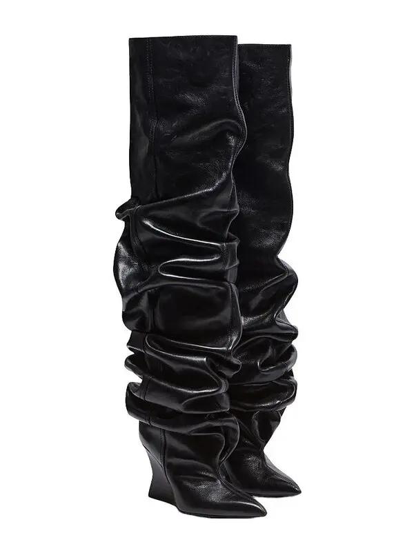 Balmain Wedge Thigh-high Boots - Black