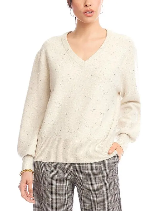 Karen Kane Sequinned V-neck Sweater - Sand
