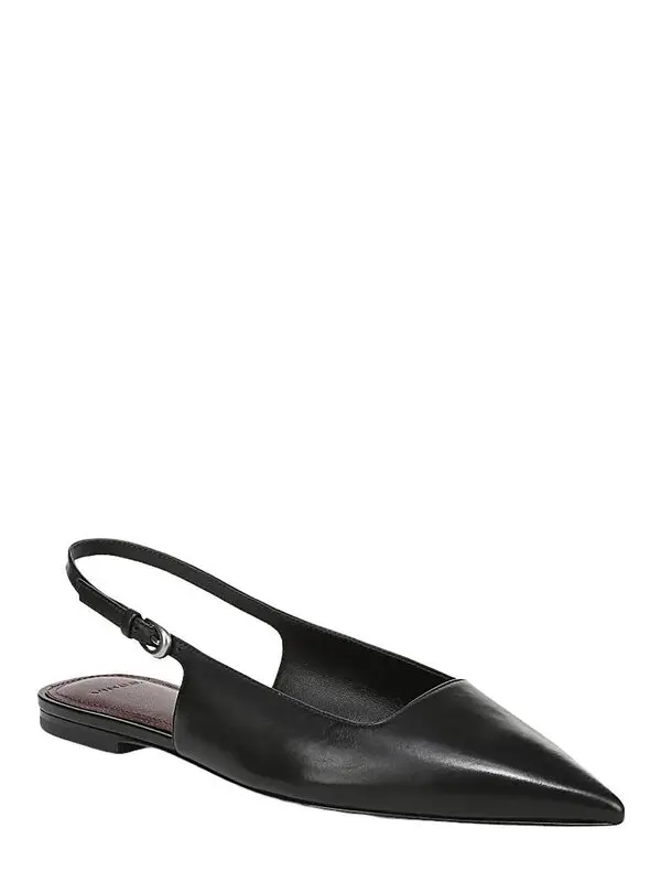 Vince Slingback Pointed Toe Flats - Black