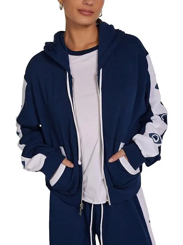 Lauren Moshi Shanley Evil Eye Stripe Hoodie - Astral Navy /white
