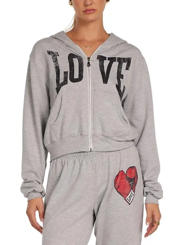 Lauren Moshi Lachelle Boxing Love Hoodie - Heather Grey