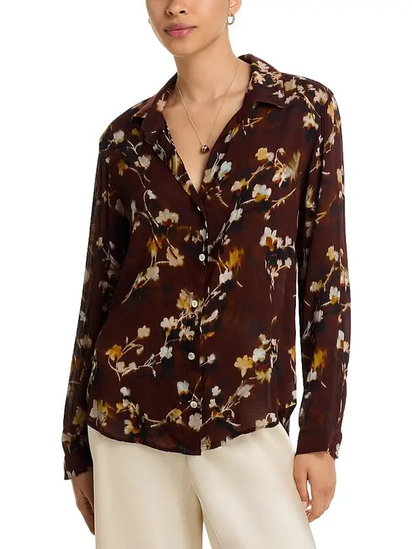 Bella Dahl Button Down Shirt - Blurred Blooms Print