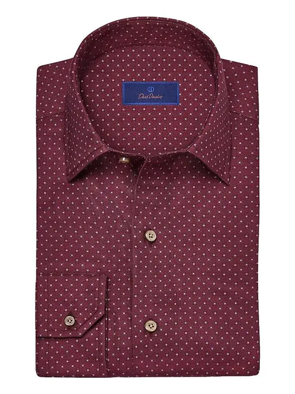 David Donahue Printed Sport Shirt - Merlot