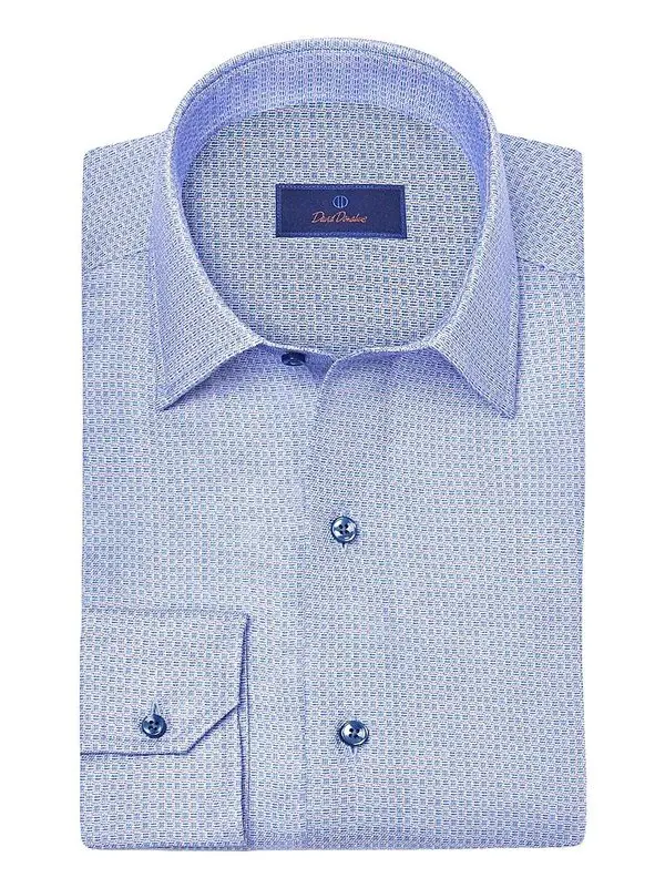 David Donahue Printed Sport Shirt - Blue/ Purple