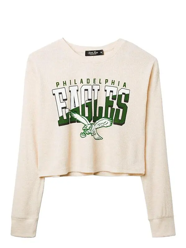 Junk Food Clothing Nfl Philadelphia Eagles Slant Crop Thermal Tee - Oatmeal