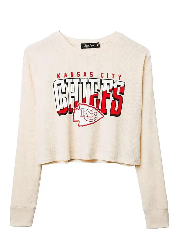 Junk Food Clothing Nfl Kansas City Chiefs Slant Crop Thermal Tee - Oatmeal