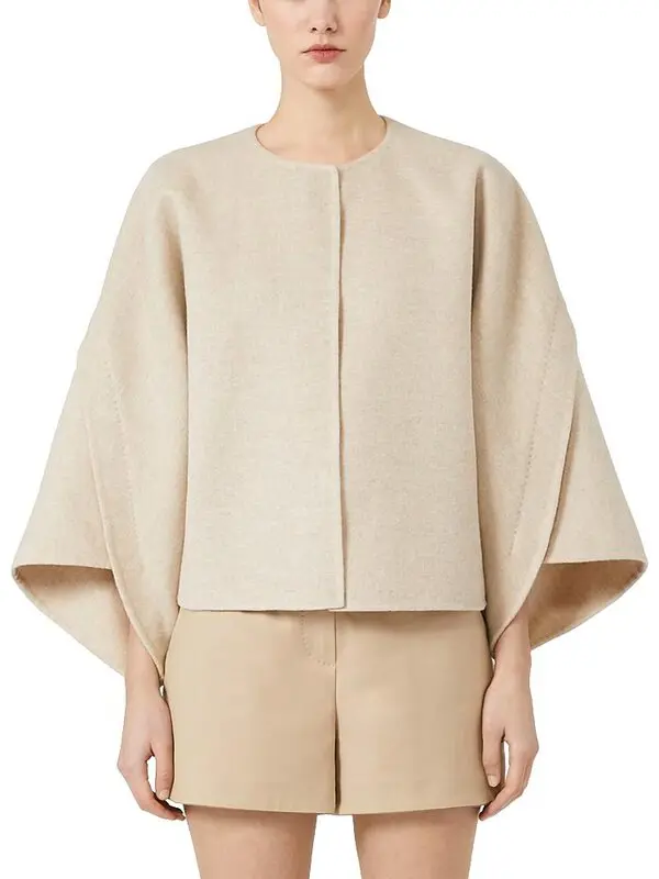 Max Mara Wool Cashmere Cropped Coat - Sand