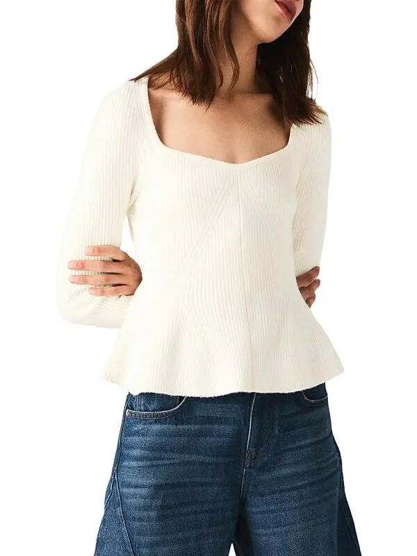 Maje Melun Peplum Sweater - Ecru