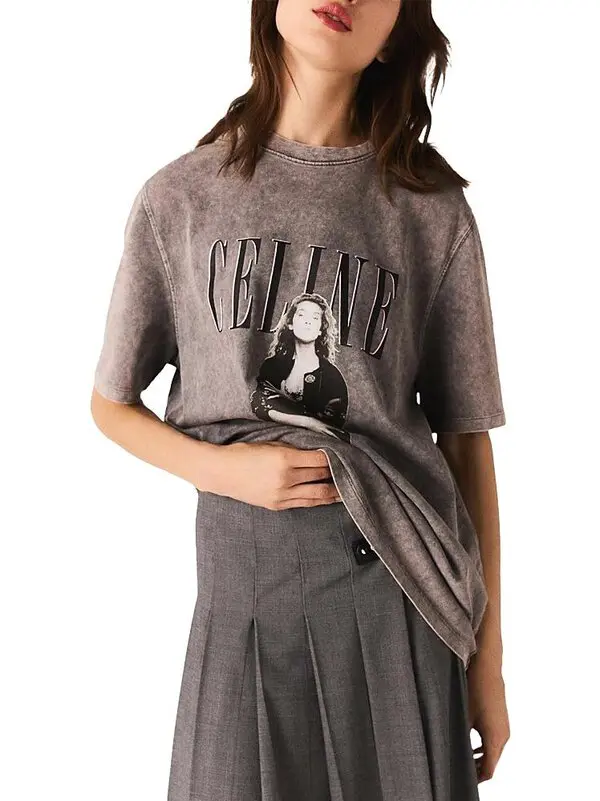 Maje Celine Dion Graphic Tee - Grey