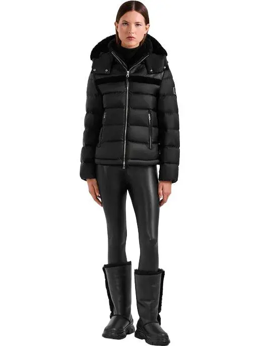 Rudsak Shearling Combo Puffer Jacket - Black