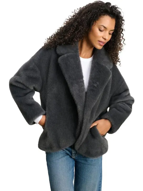 Velvet By Graham & Spencer Carolyn Faux Fur Jacket - Gray